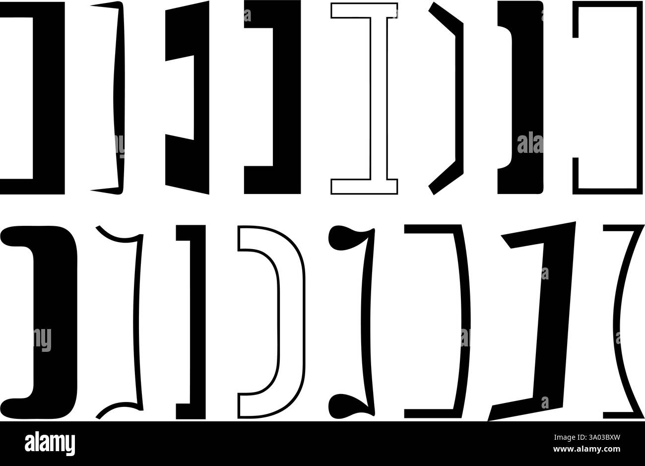 Set of different right brackets isolated on white background Stock ...