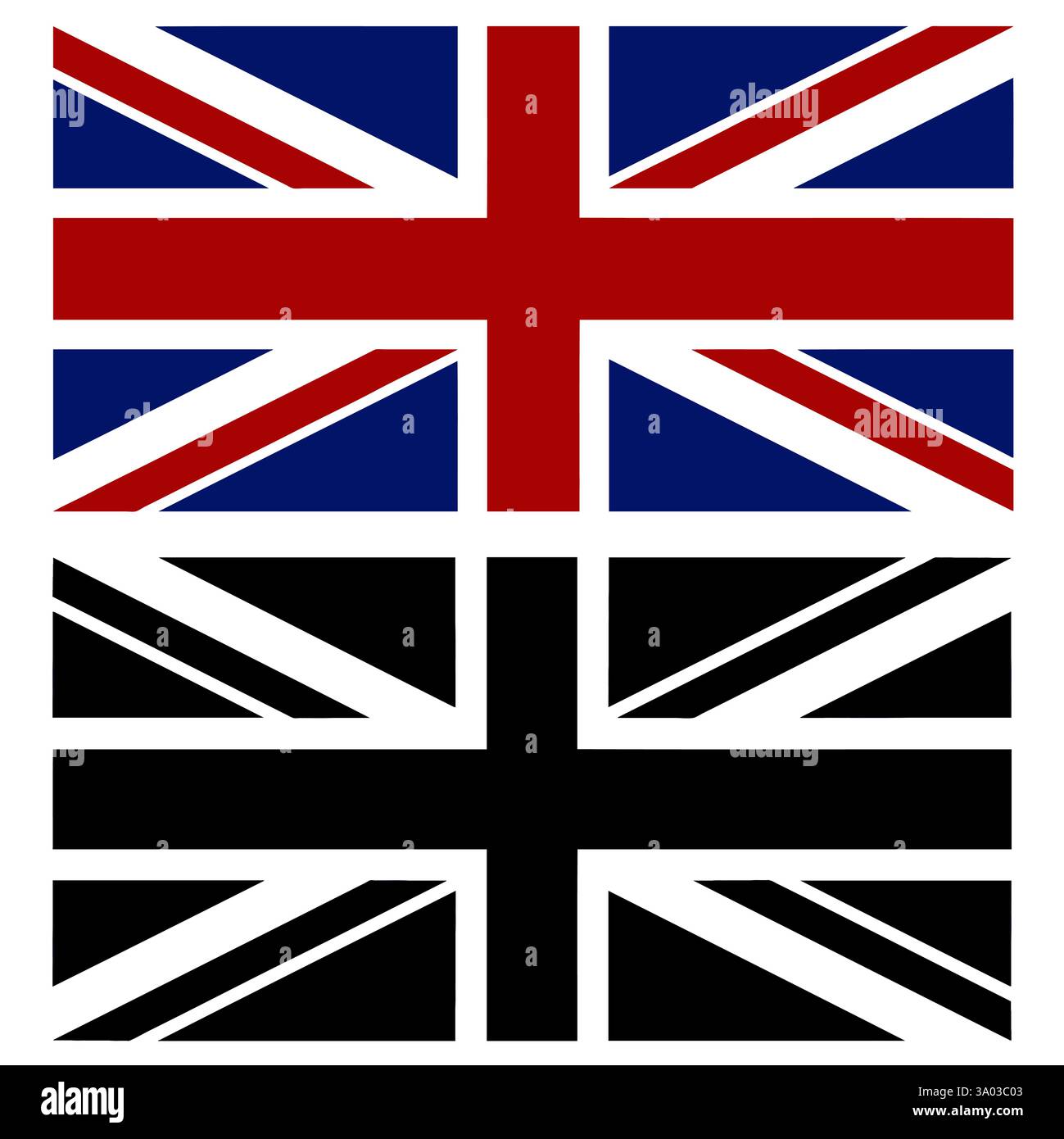 Illustration of black and white and color UK flag isolated on white ...