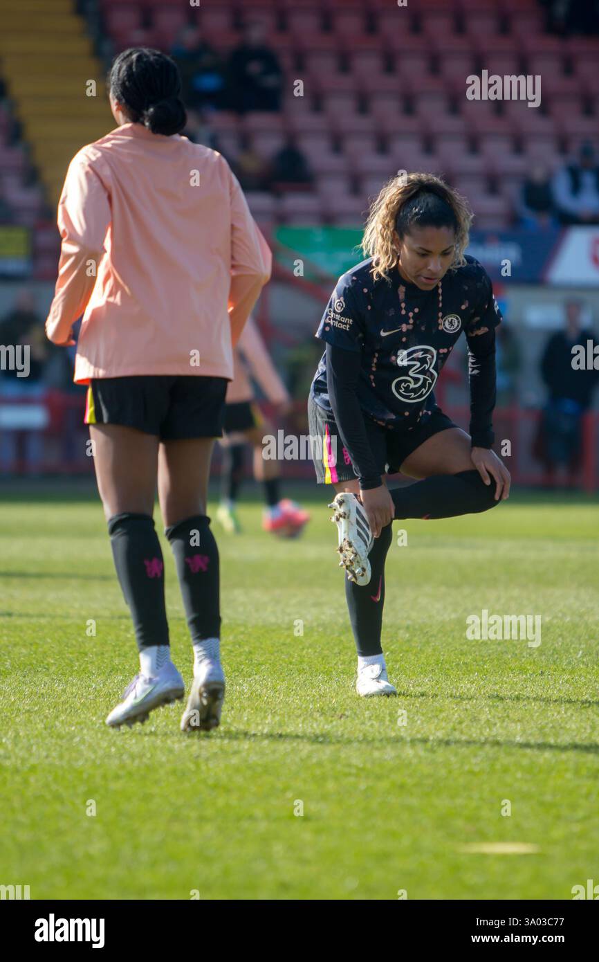 Crawley, England, March 2nd 2025 Catarina Macario (9 Chelsea) warming ...
