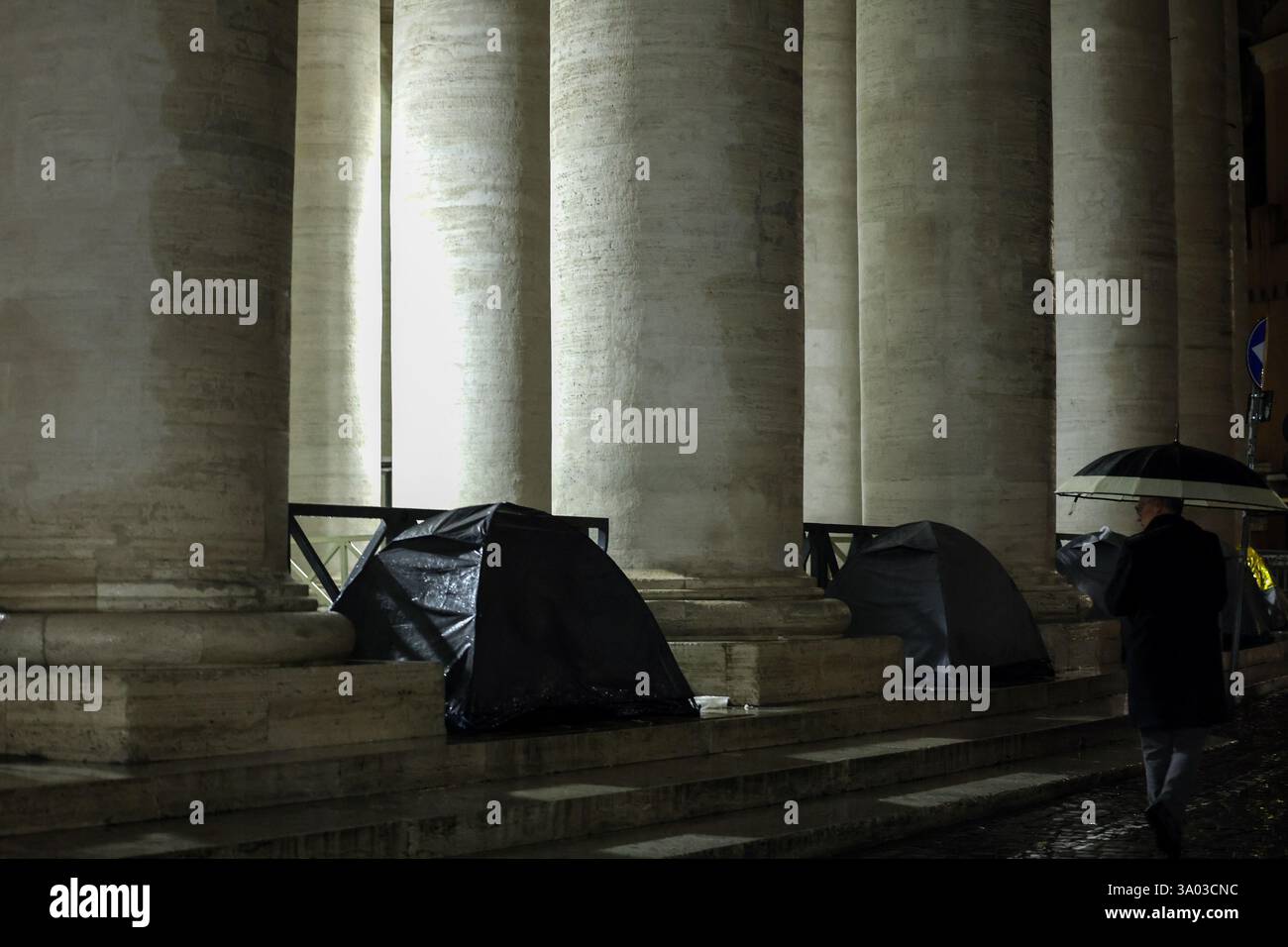 Vatican, Italy. 01st Mar, 2025. The tents of the homeless people seen ...