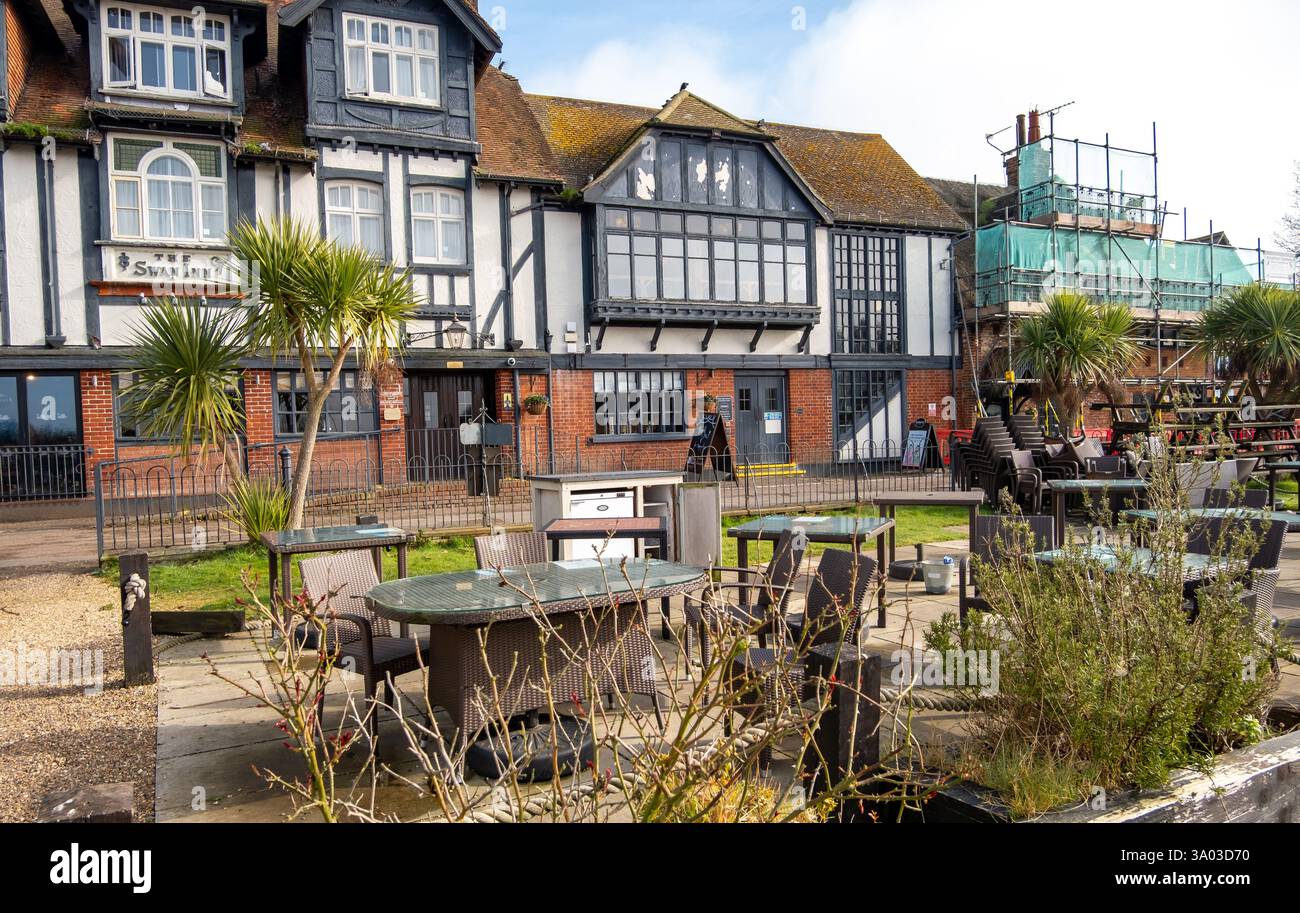 Horning, Norfolk, UK – March 3 2024. The Swan Inn pub and its beer ...