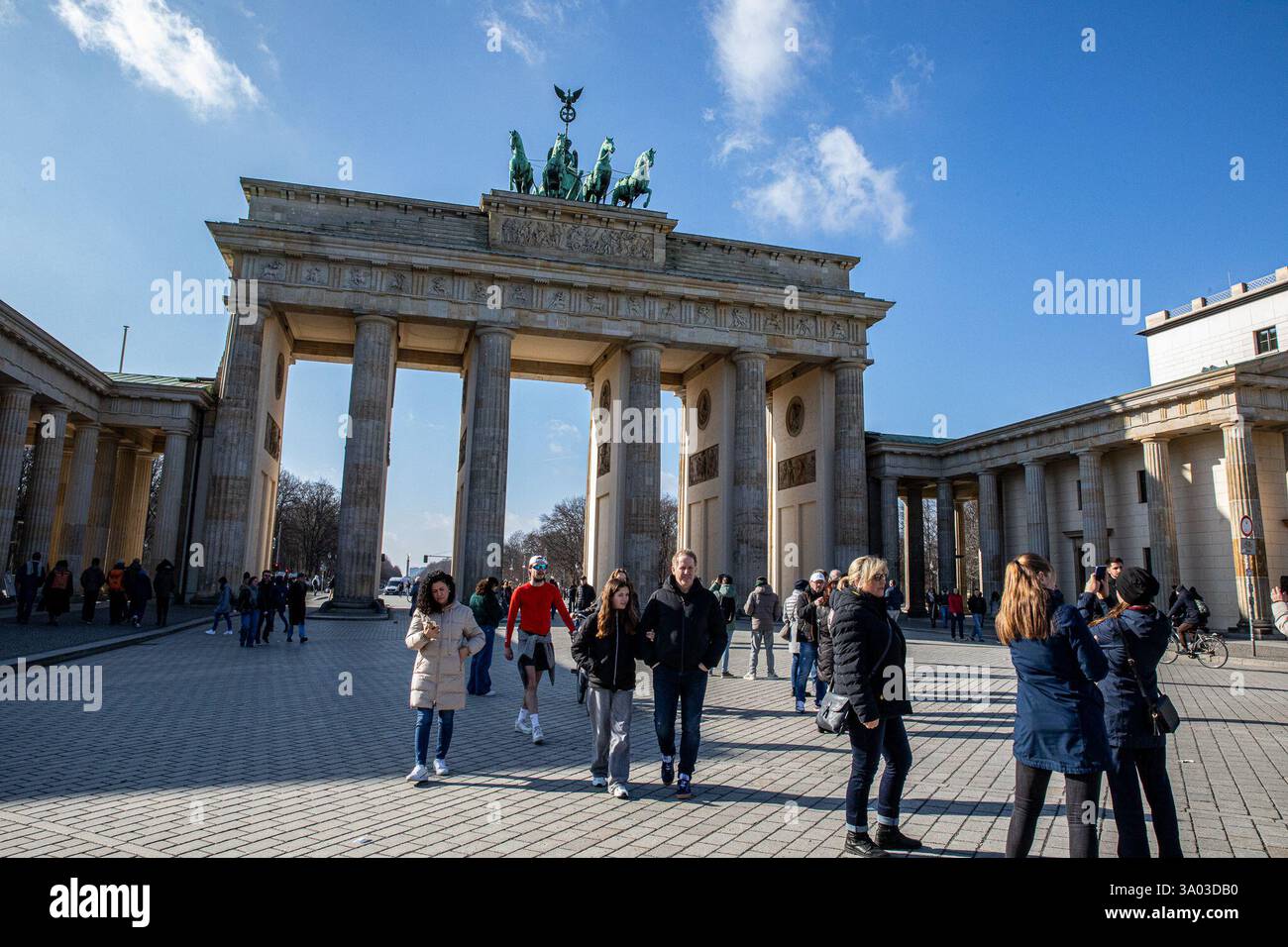The Brandenburg Gate stands tall on March 2, 2025, framing the steady ...