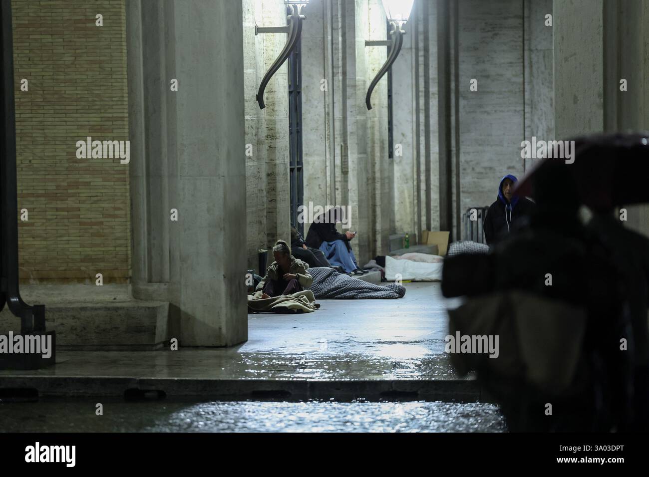 Vatican, Italy. 01st Mar, 2025. Homeless people live and sleep in tents ...