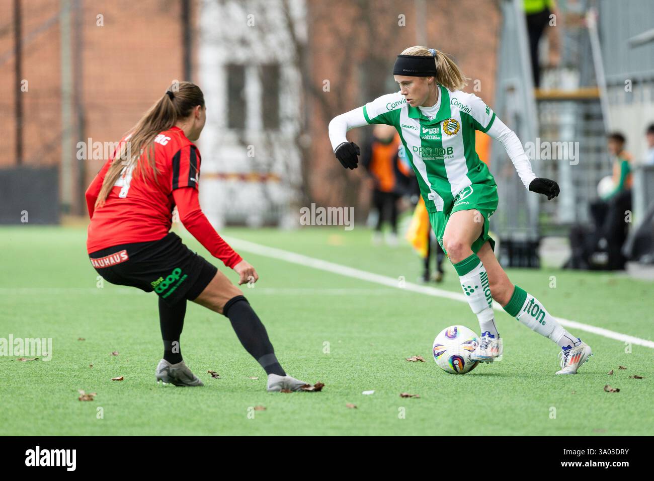 250302 Hammarbys Julie Blakstad under fotbollsmatchen i Svenska Cupen ...