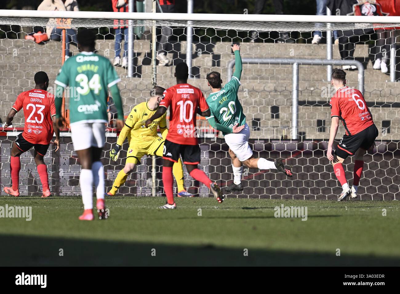 Lommel's Nicola Siri scores a goal during a soccer match between Lommel ...