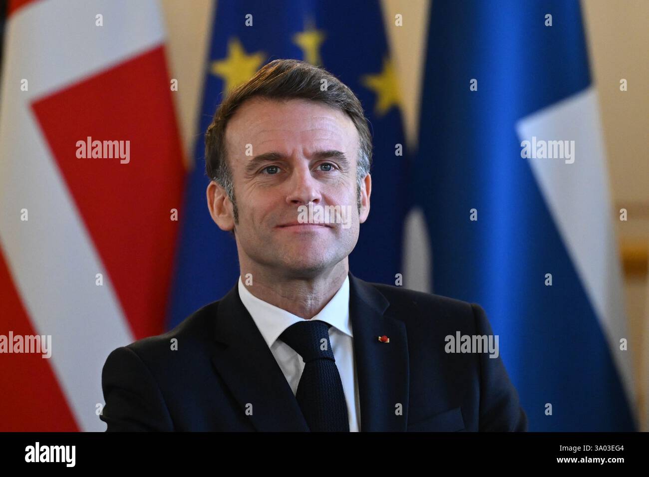 French President Emmanuel Macron prepares for a plenary meeting during ...