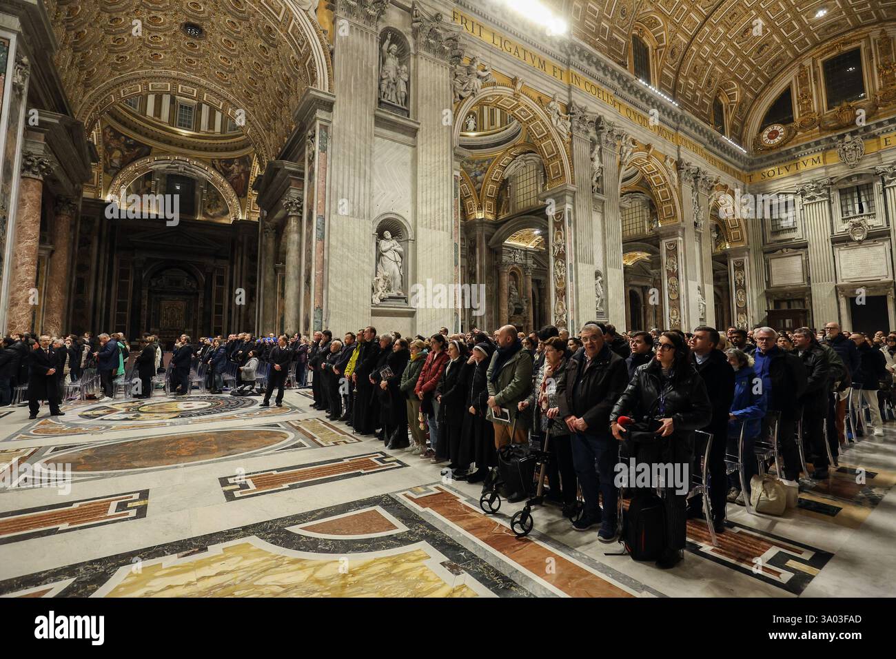 Vatican, Italy. 01st Mar, 2025. Faithful attend the recitation of the ...