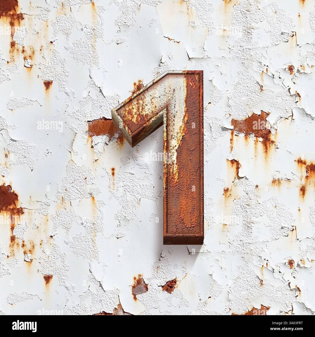 set of rusty 3d numbers, 3d illustration, number 1 Stock Photo - Alamy