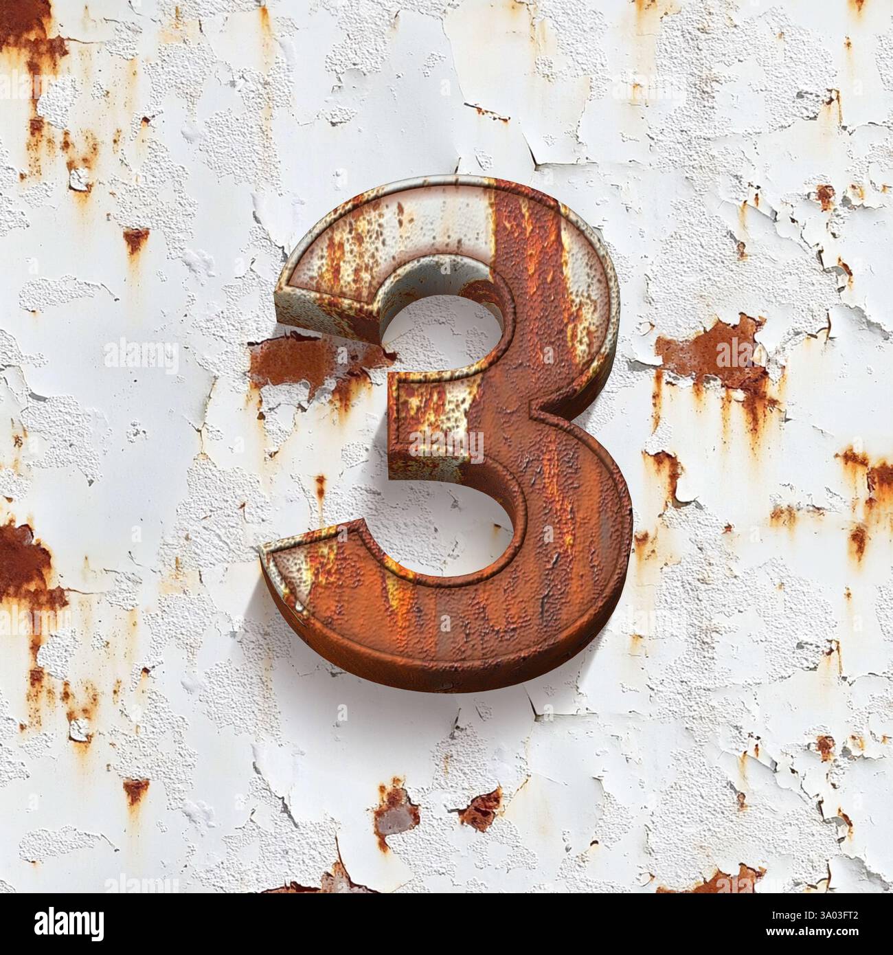 set of rusty 3d numbers, 3d illustration, number 3 Stock Photo - Alamy