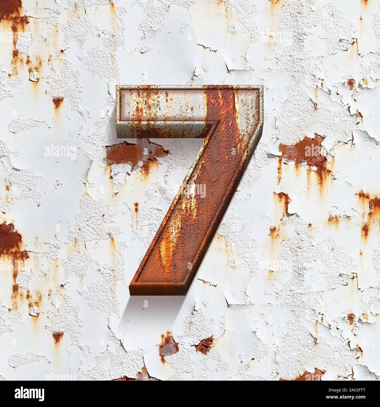 set of rusty 3d numbers, 3d illustration, number 7 Stock Photo - Alamy