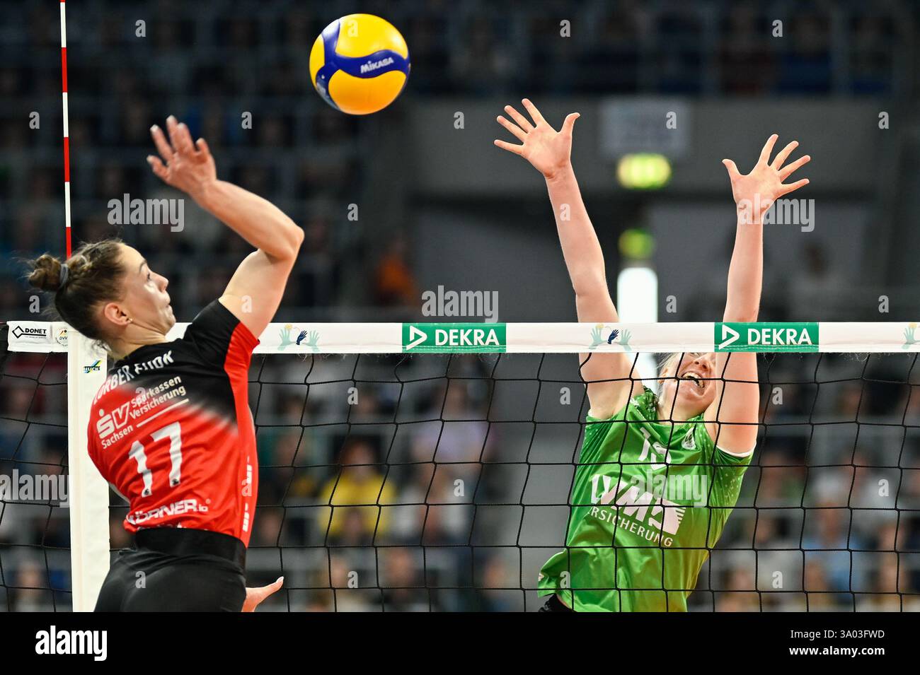 02 March 2025, Baden-Württemberg, Mannheim: Volleyball, Women: DVV Cup ...