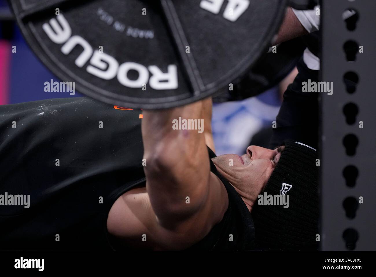 TCU wide receiver Jack Bech lifts weights at the NFL football scouting ...