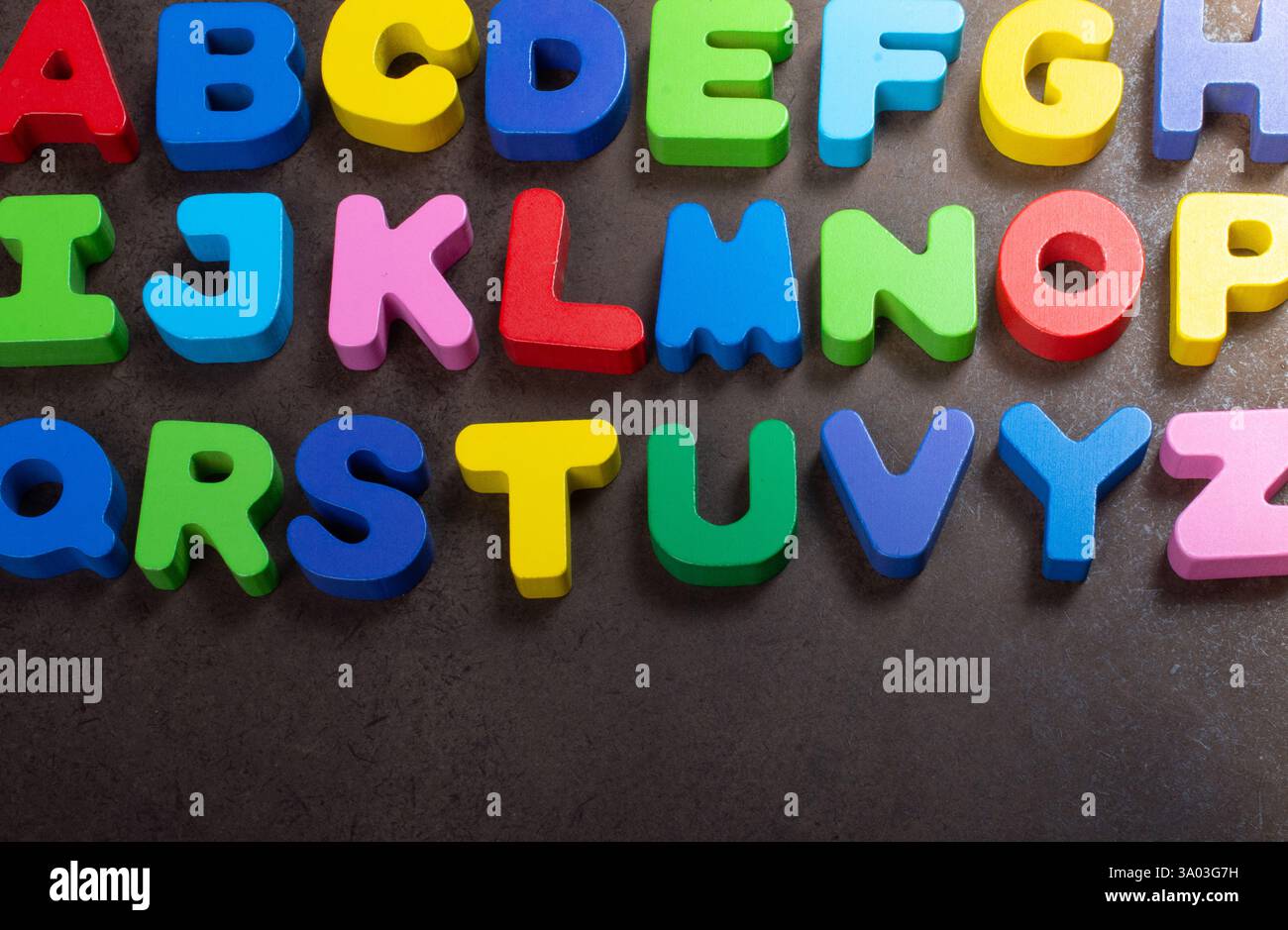 Alphabet ABC wooden letters for early education concept Stock Photo - Alamy