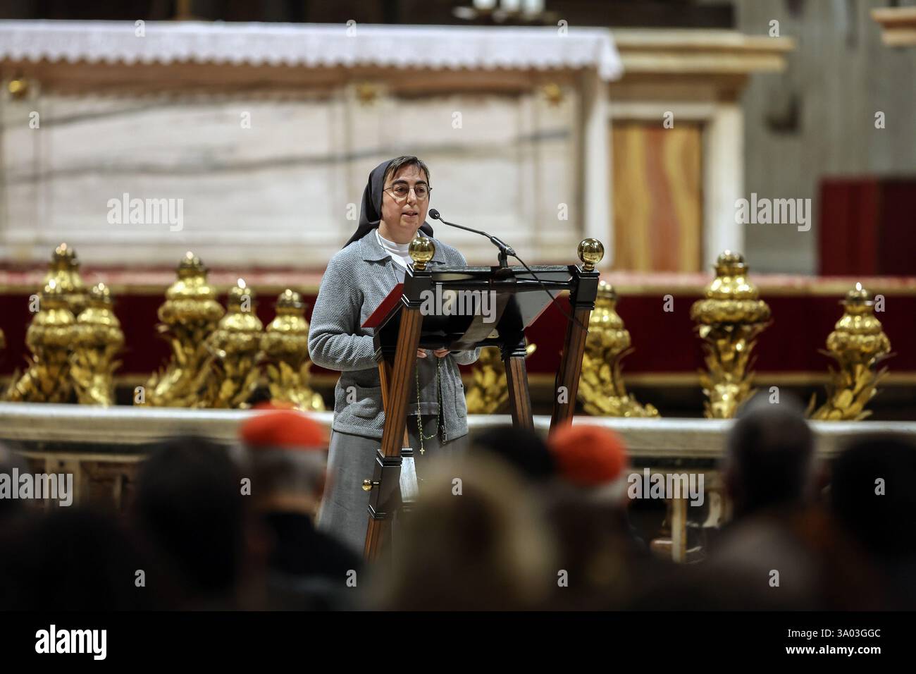 Vatican, Italy. 01st Mar, 2025. A nun recites the Holy Rosary for Pope ...