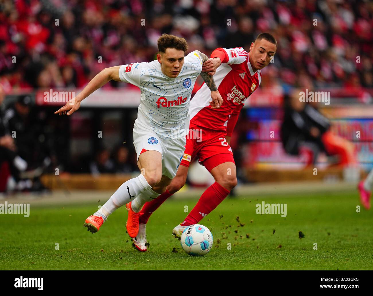 March 02 2025: Nicolai Remberg of Holstein Kiel and Marin Ljubicic of 1 ...