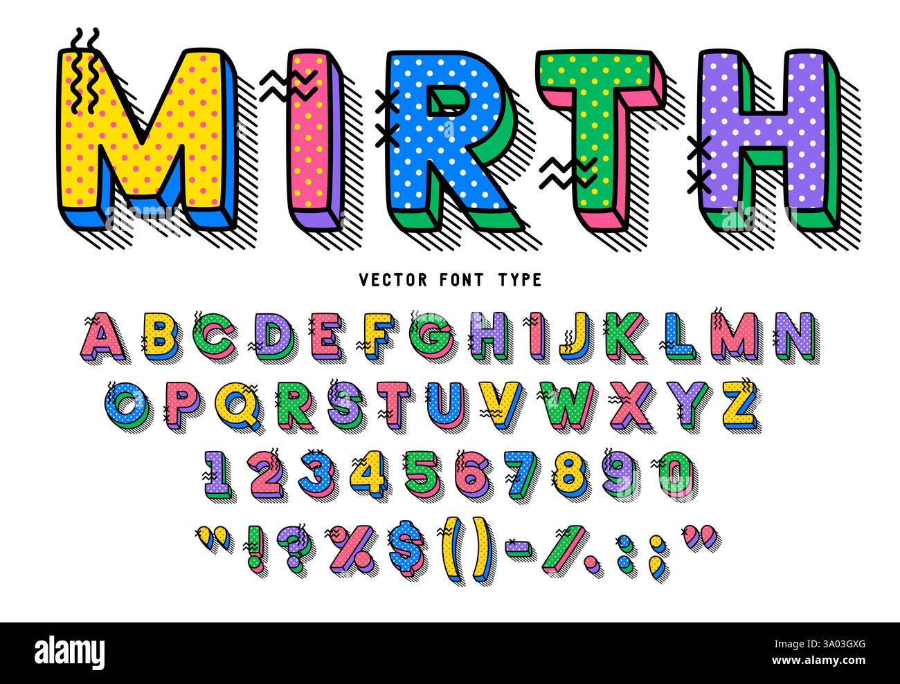 Isometric memphis font, 90s 80s party typeface, modern geometric type ... Isometric memphis font, 90s 80s party typeface, modern geometric type ...