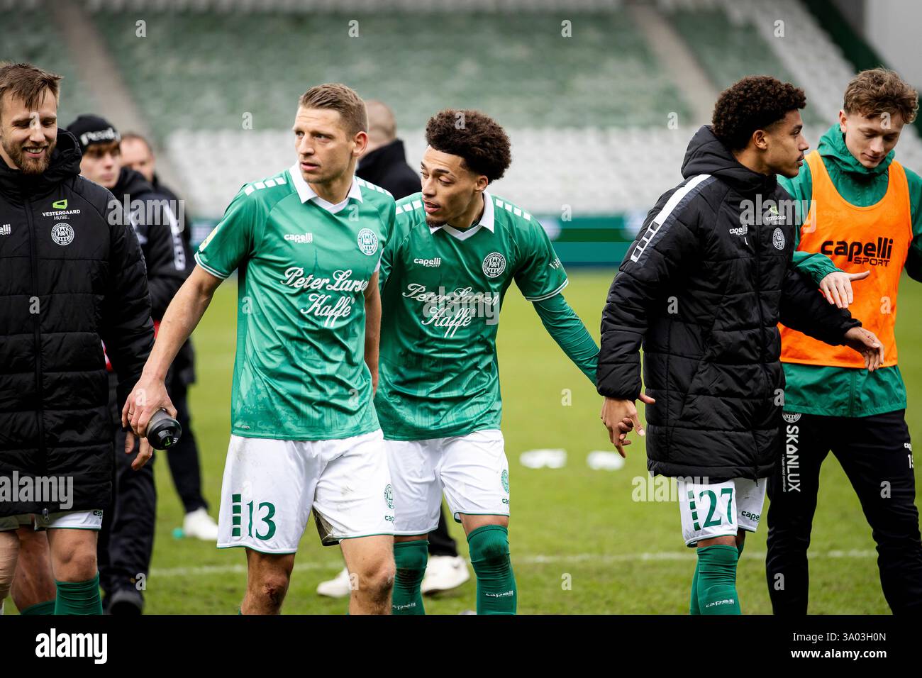 Viborg FF's Jeppe Groenning (13) celebrates after the 3-1 victory ...