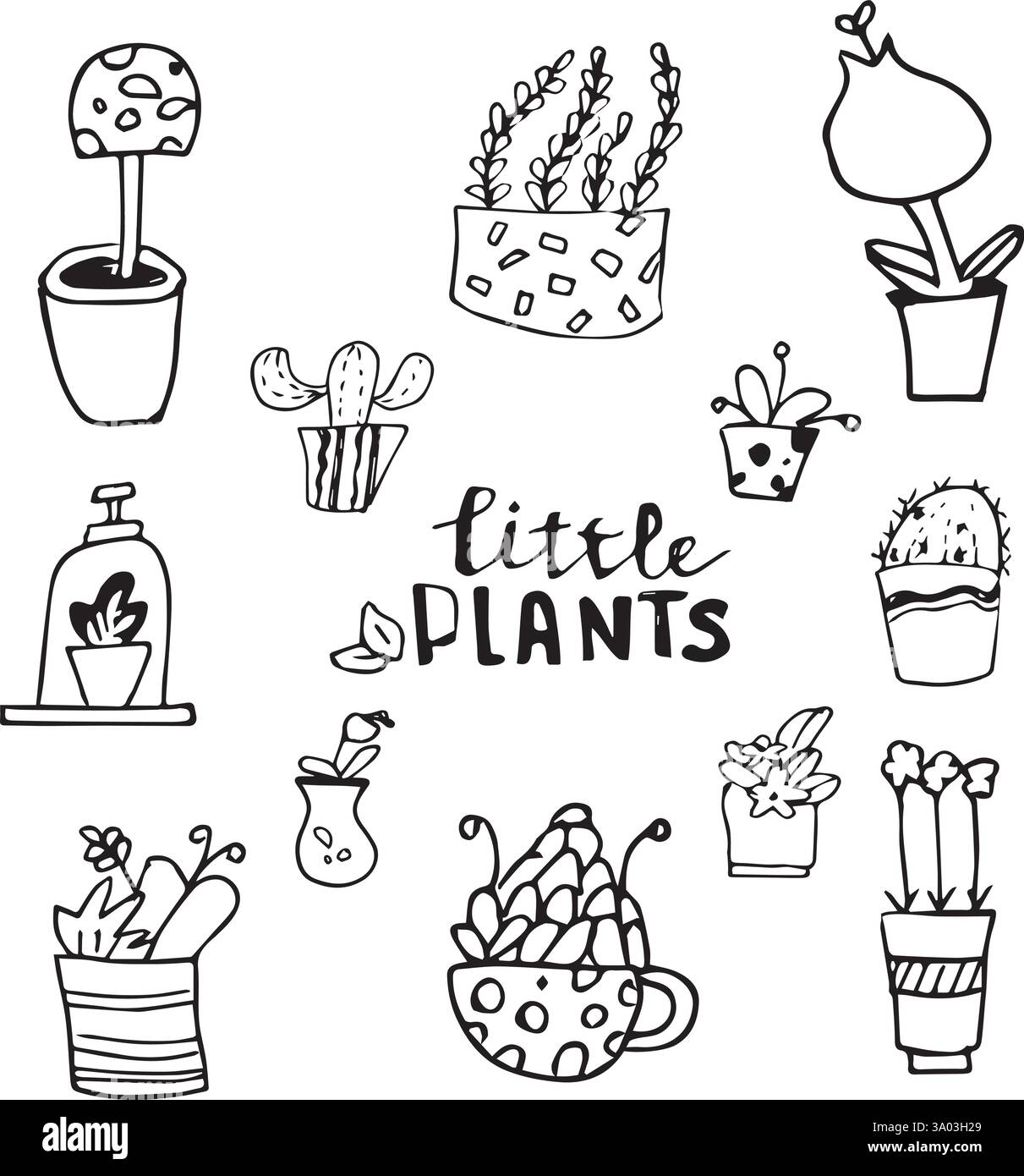 Set of doodles little plants Stock Vector Image & Art - Alamy