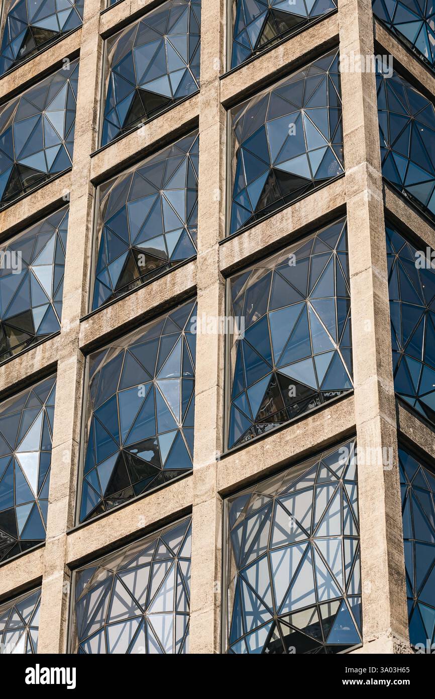 Contemporary, industrial style building, windows close-up shot ...