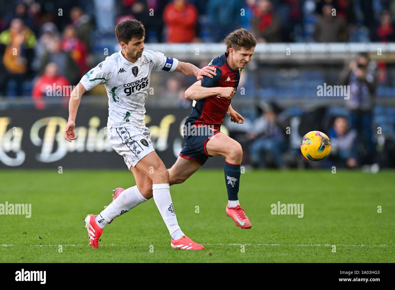 GenoaÕs Morten Frendrup fights for the ball during the Serie A soccer ...