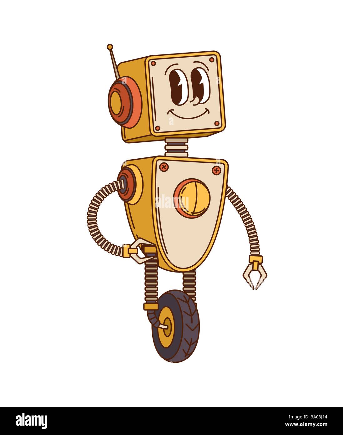 Groovy robot and droid character features rounded body flexible ...