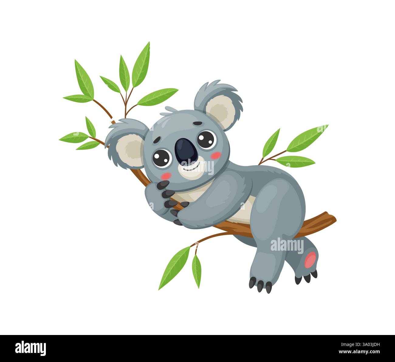 Cartoon funny koala bear character with big eyes and fluffy gray fur ...
