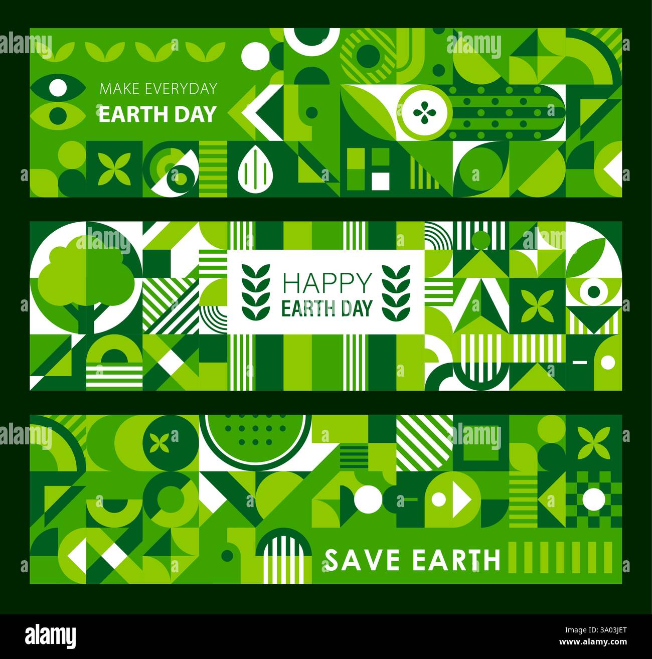 Earth day banners with green ecology geometric shapes. Save the world ...