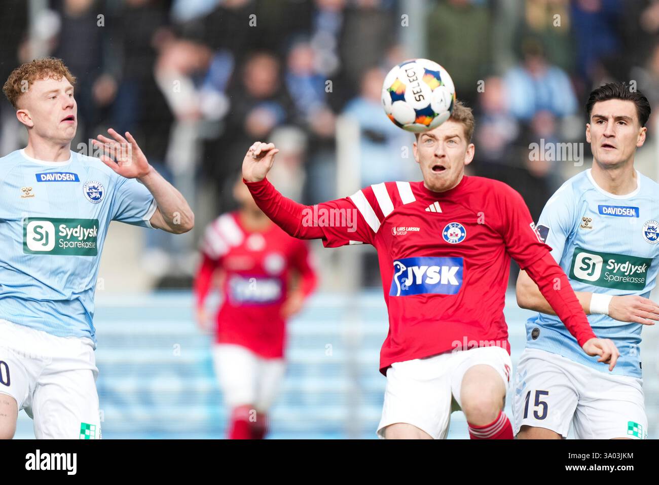 Andreas Poulsen from Silkeborg as Soenderjyske meets Silkeborg in the Superliga at Sydbank Park ...