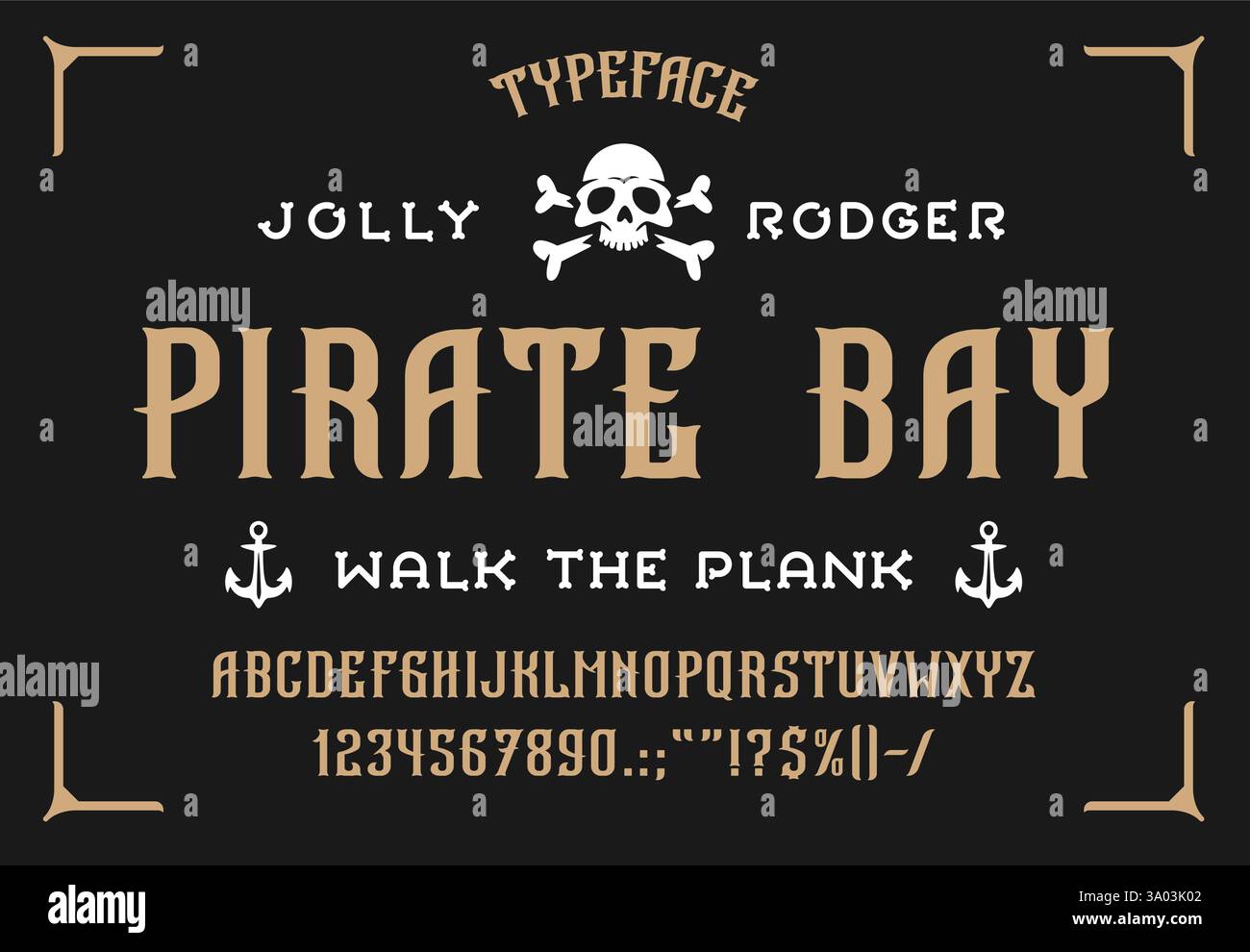 Medieval pirate font, sea corsair typeface, whiskey bourbon type ...