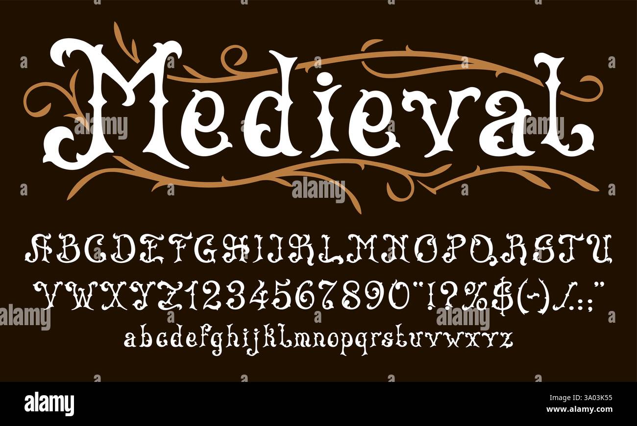 Vintage Western font, retro royal typeface, magic fantasy type ...