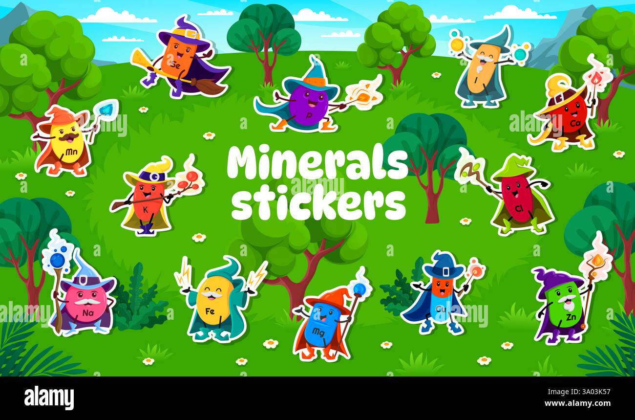 Halloween mage and witch micronutrient vitamin characters stickers pack ...