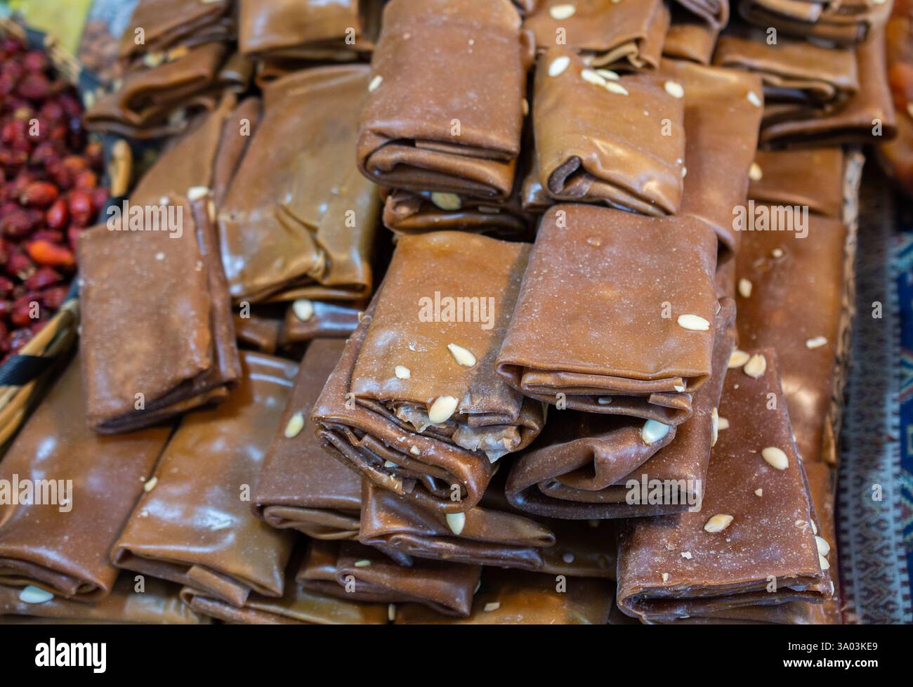 Turkish style dried fruit pulp as snack food Stock Photo - Alamy