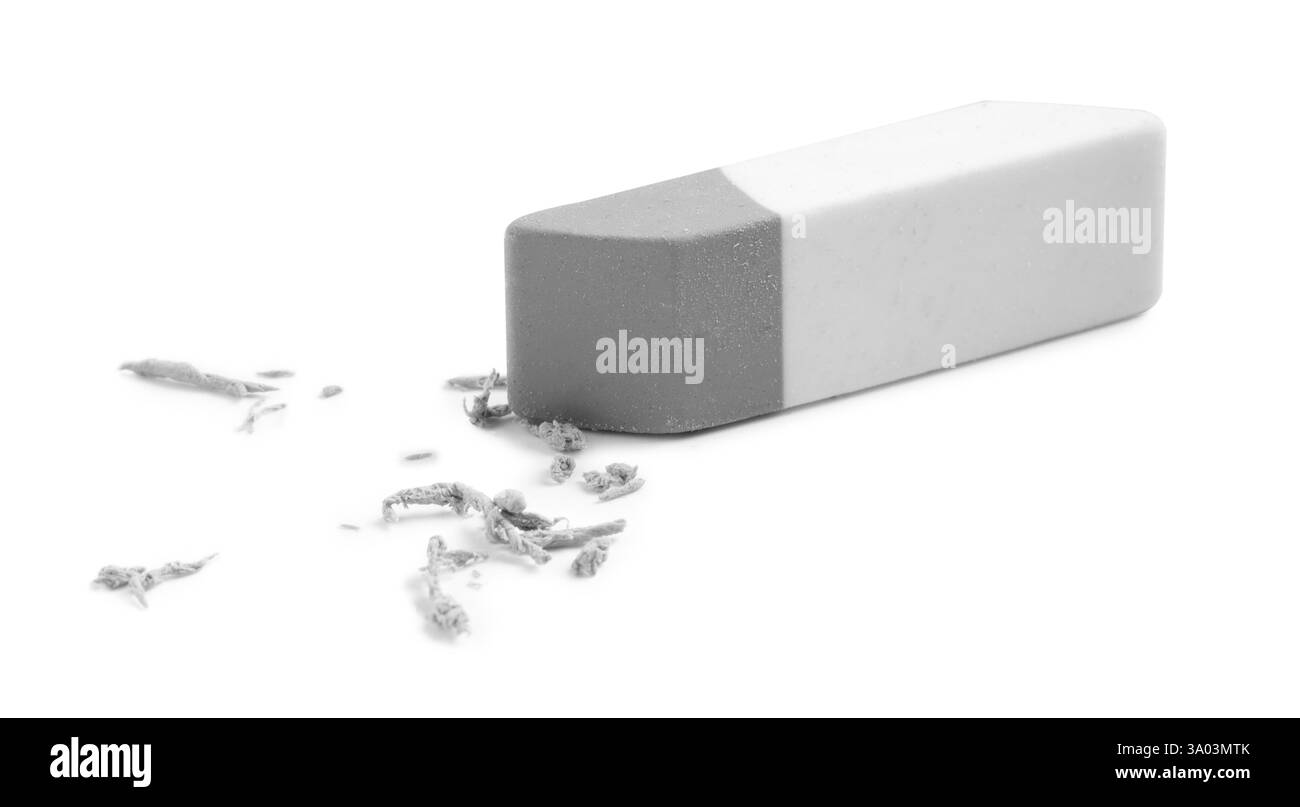 One eraser and scraps isolated on white Stock Photo - Alamy