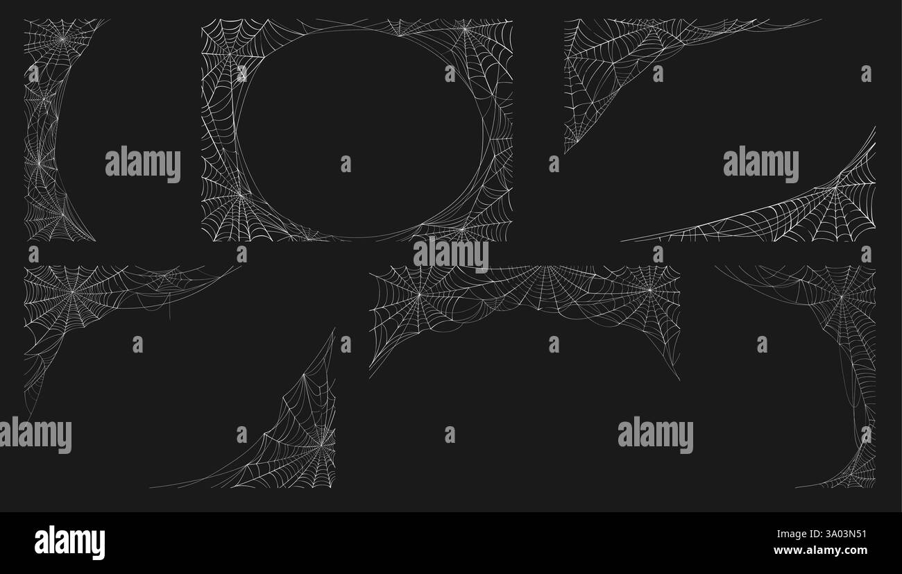 Halloween cobweb frame decorations. Halloween holiday creepy spider web ...