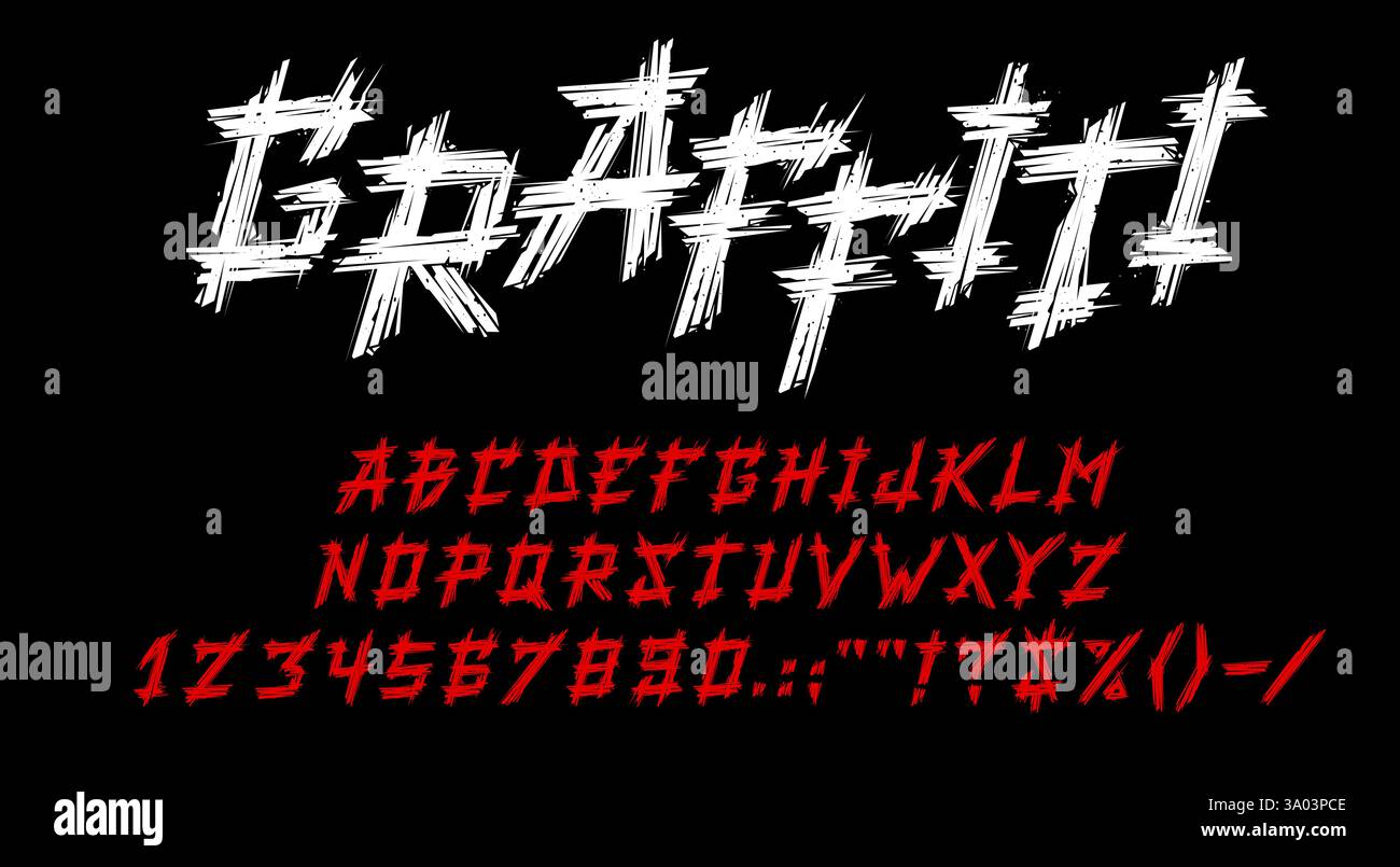 Dirt graffiti font, street cyberpunk type, rock music typeface, grunge ...