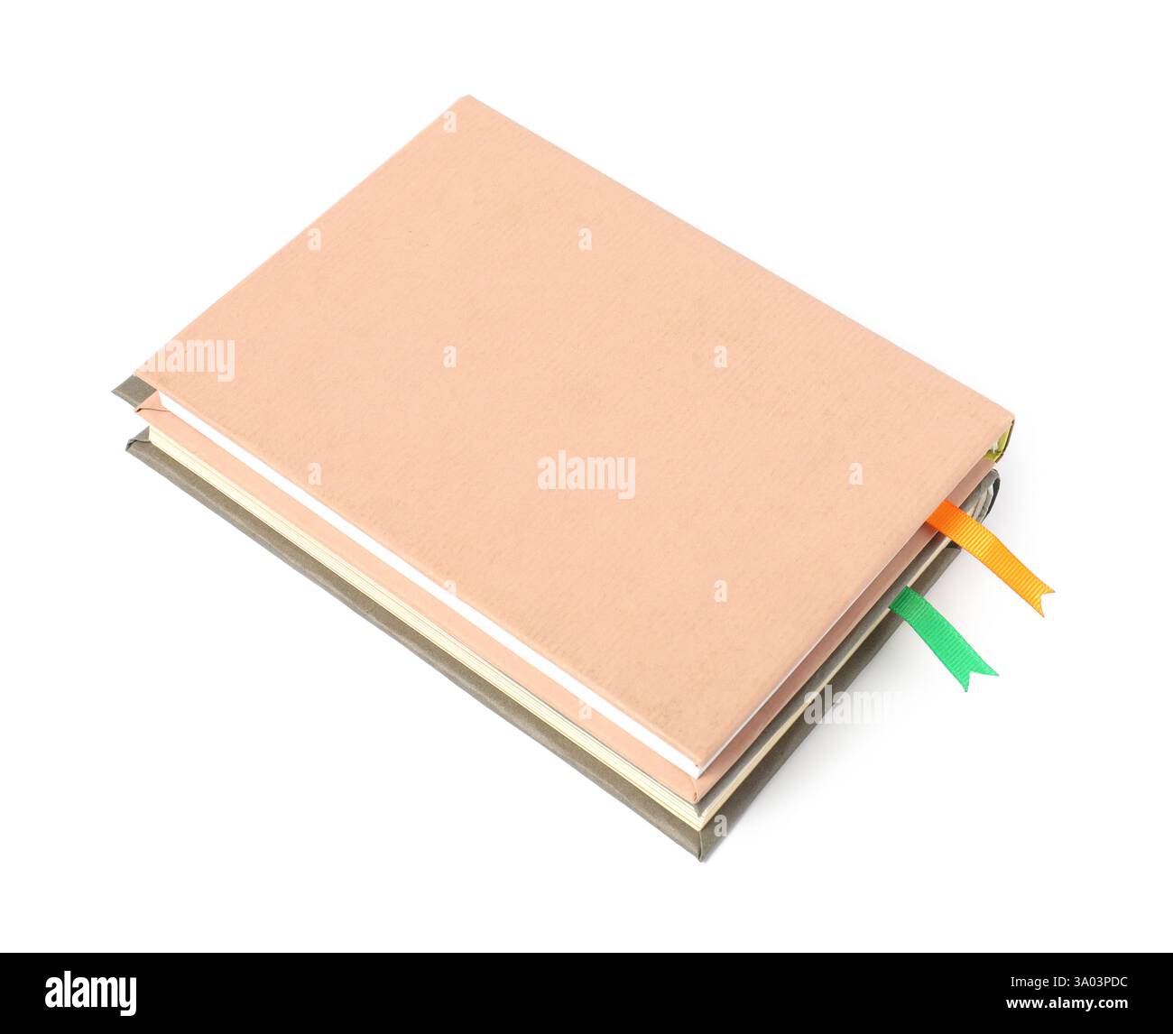 Books with ribbon bookmarks isolated on white Stock Photo - Alamy