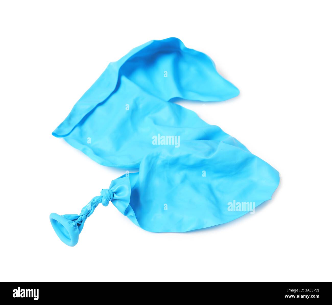One blue popped balloon isolated on white Stock Photo - Alamy