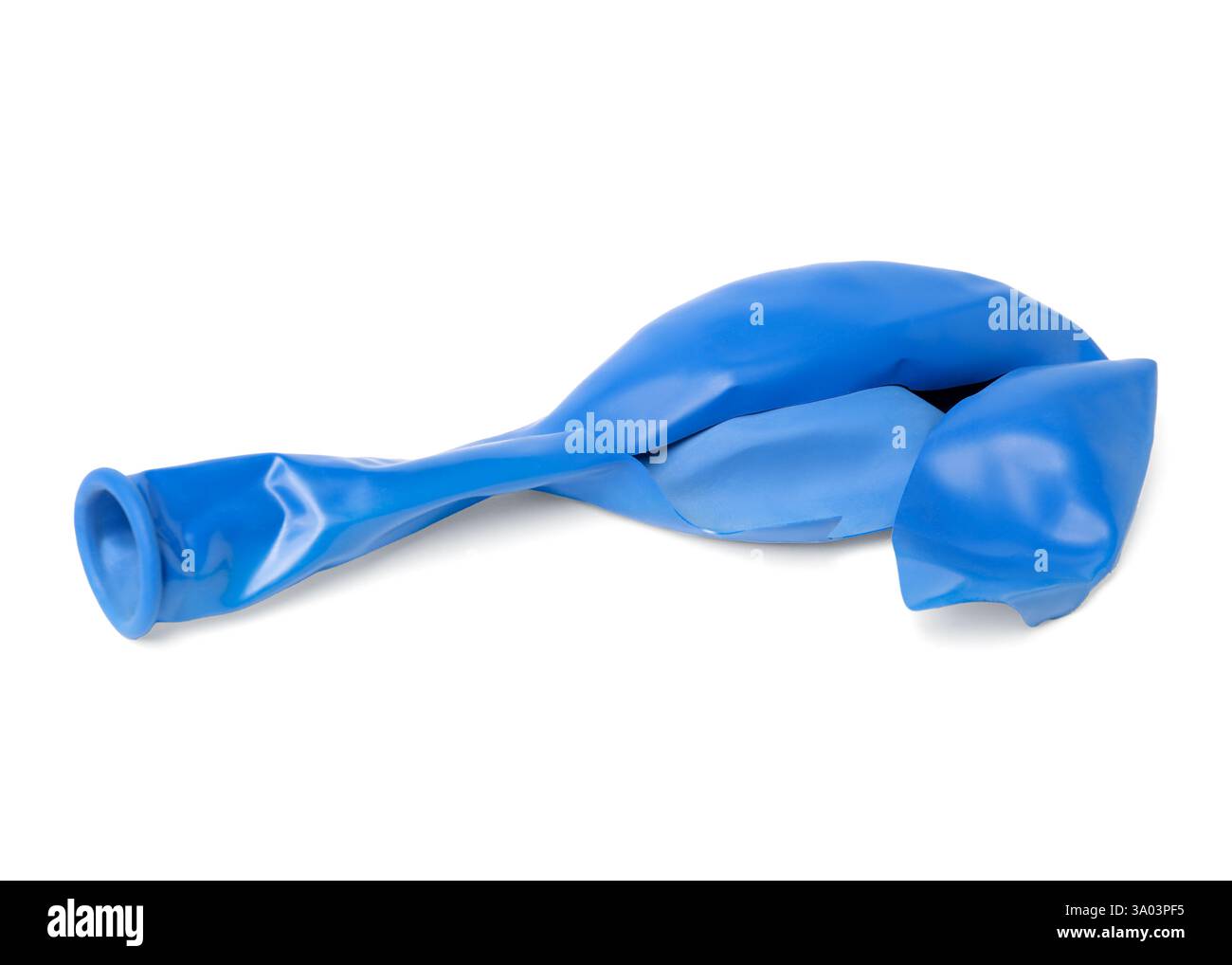One blue popped balloon isolated on white Stock Photo - Alamy