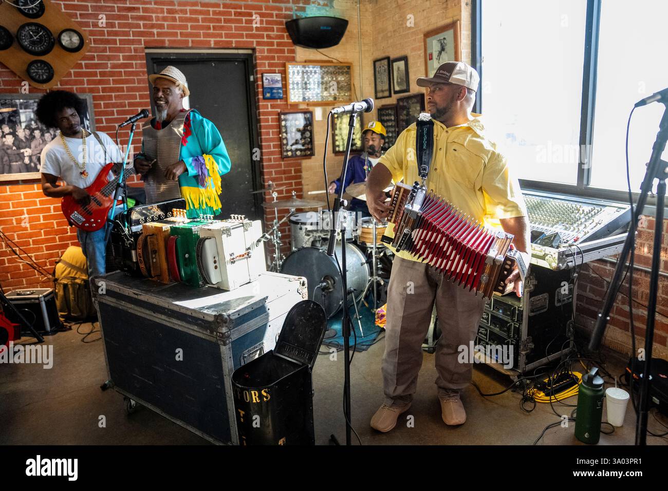 Members of Gerard Delafose and the Zydeco Gators perform during the ...