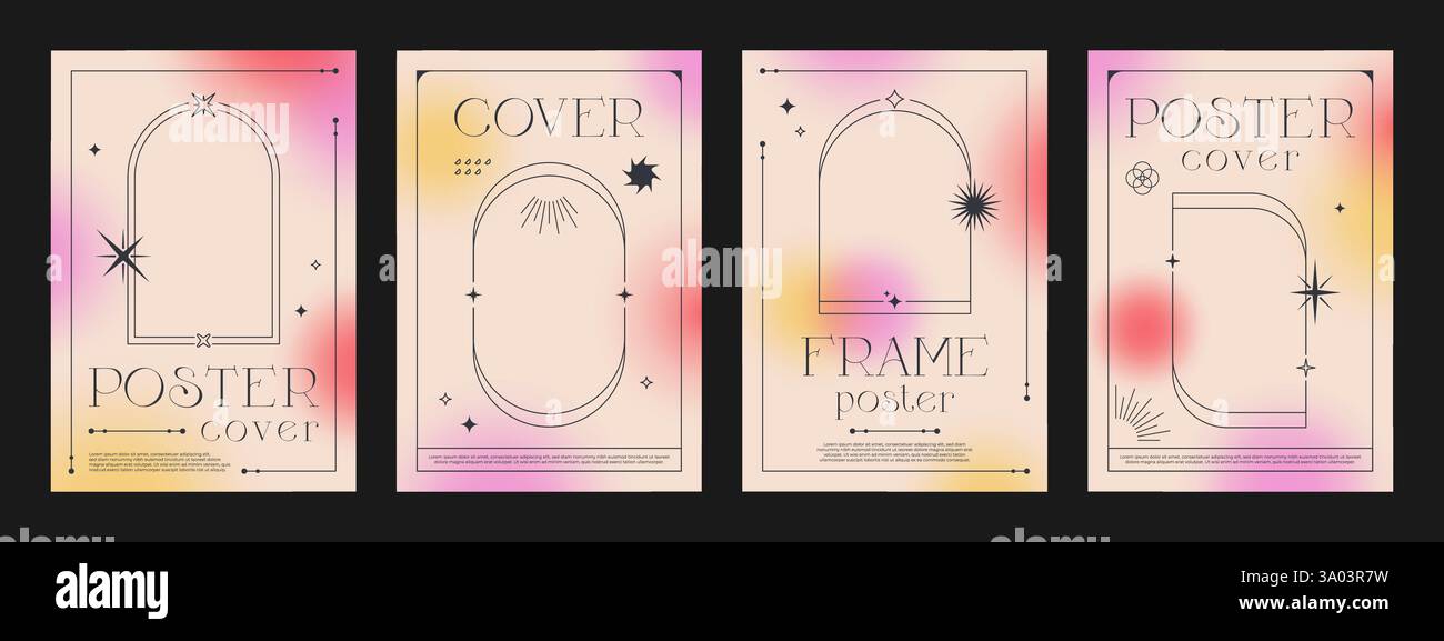 Y2k beige gradient background posters. Abstract aesthetic covers with ...