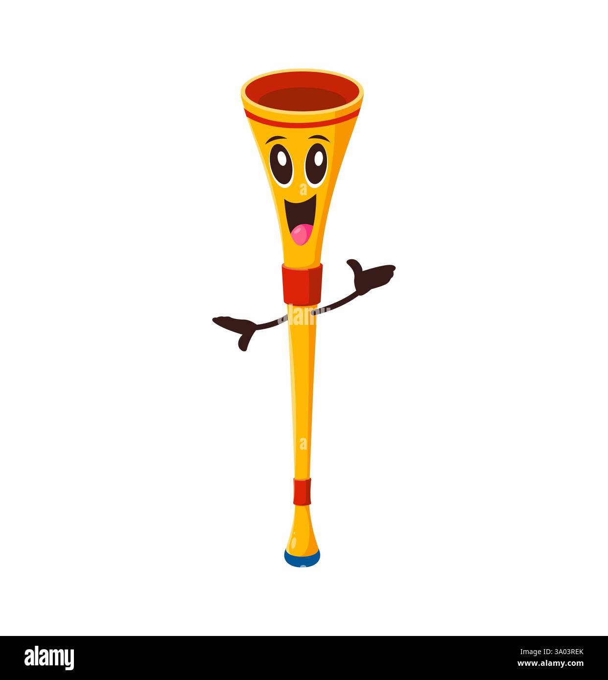 Cartoon funny vuvuzela musical instrument character, music personage ...