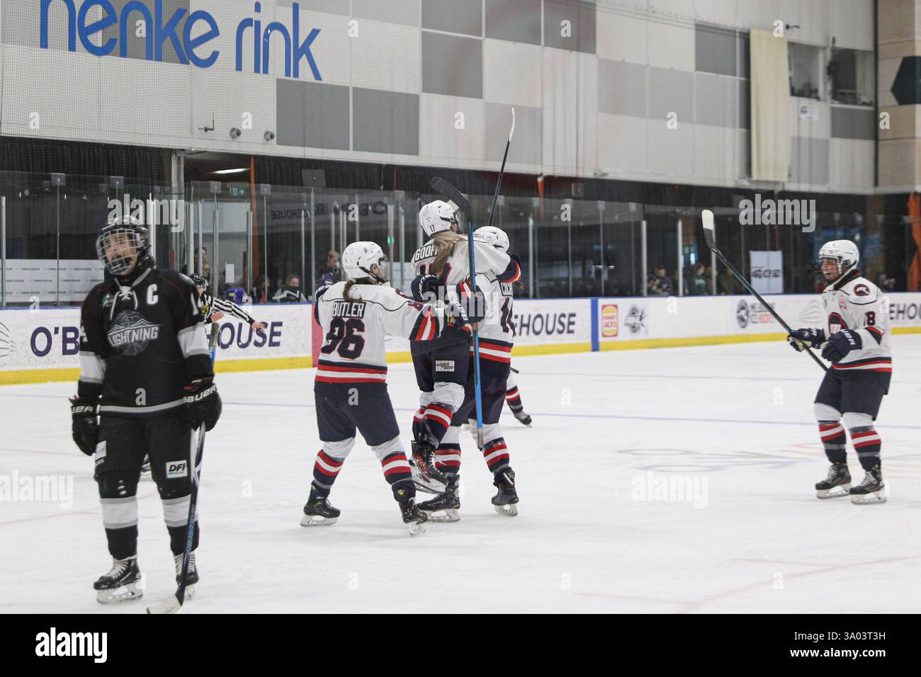 Melbourne, Australia. 02nd Mar, 2025. Melbourne Ice players celebrate ...