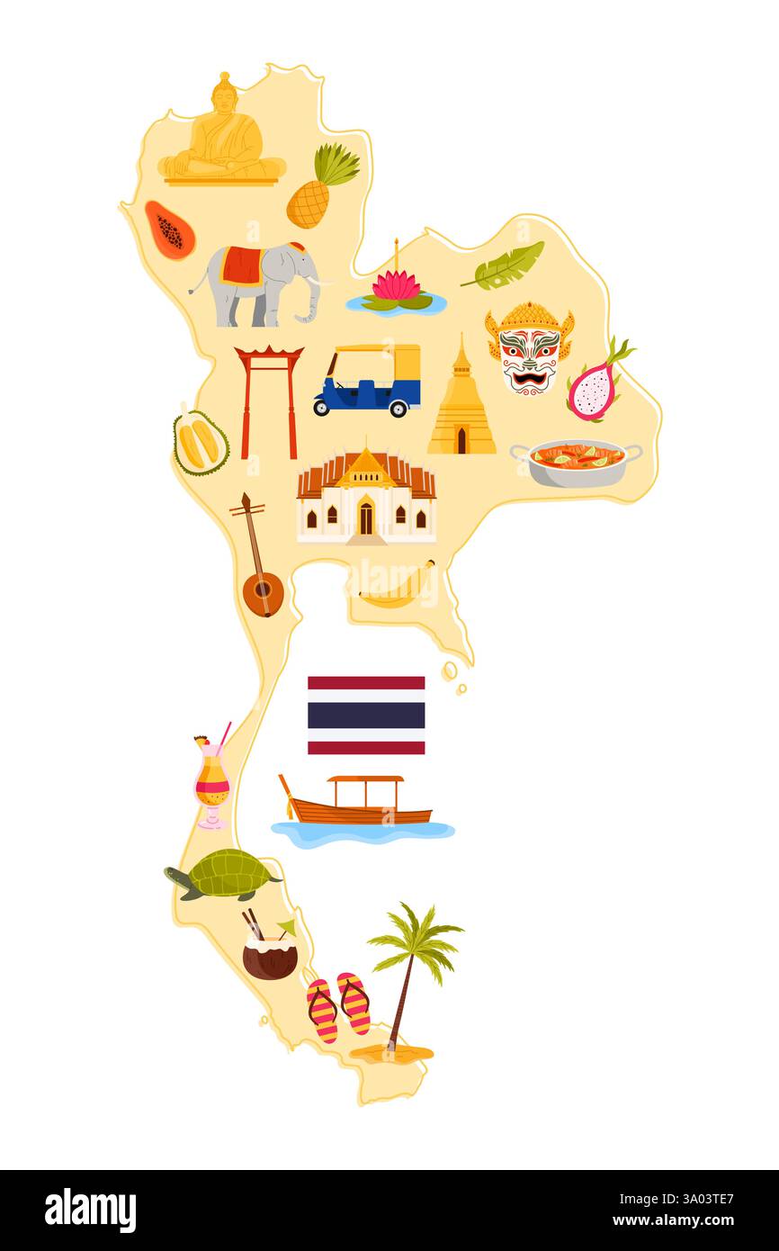 Cartoon vector map thailand hi-res stock photography and images - Alamy