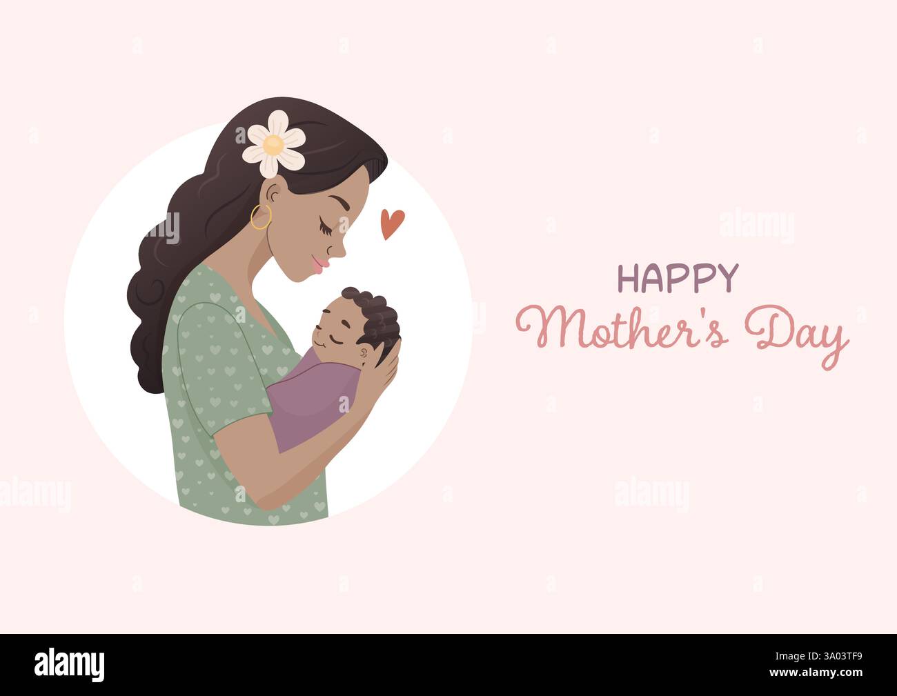 Happy Mothers Day Illustration Mom Holding Baby Hand Drawn Clipart for Cards and Prints Stock ...