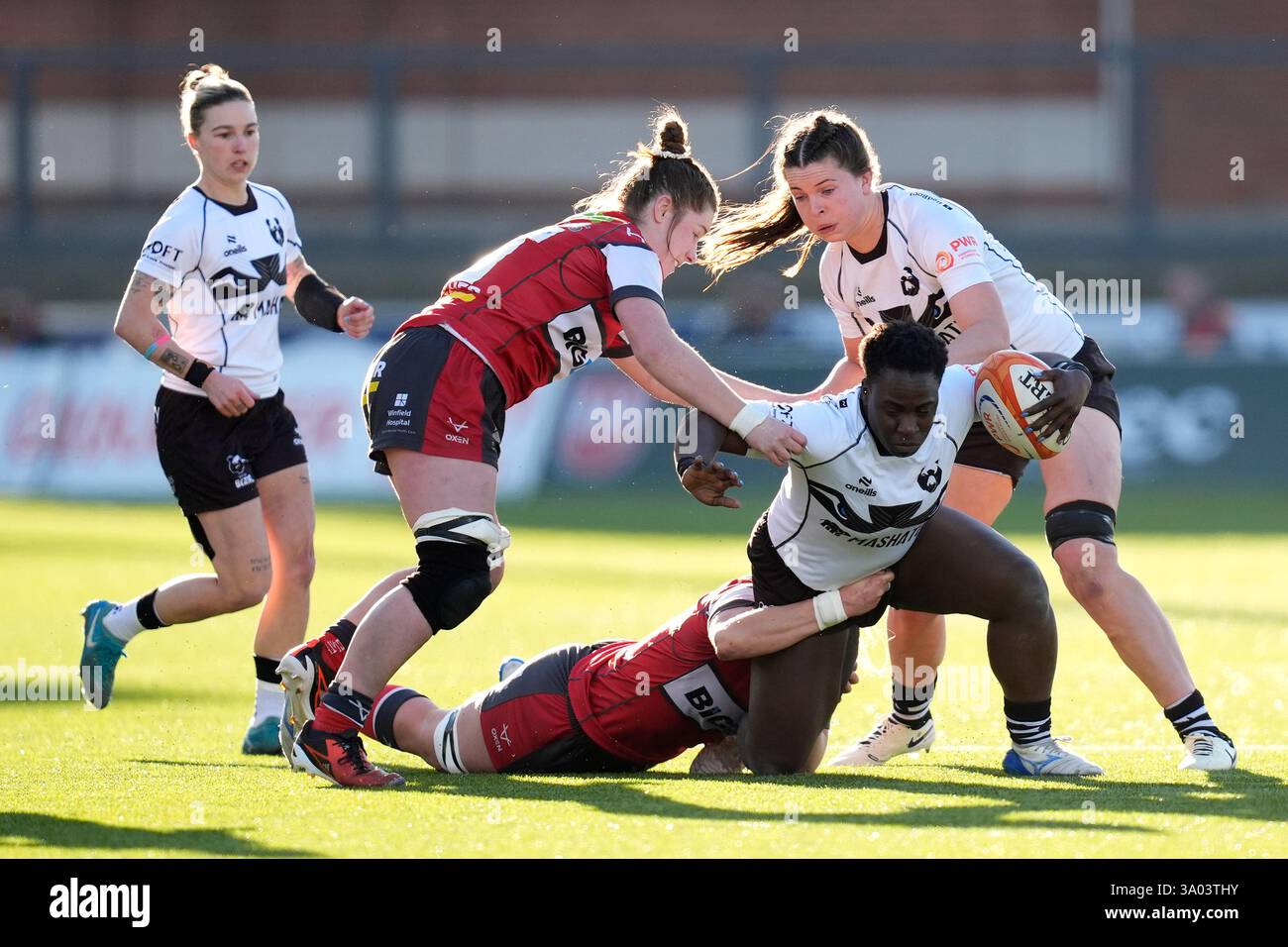 Bristol Bears' Simi Pam is tackled by Gloucester-Hartpury's Kate ...