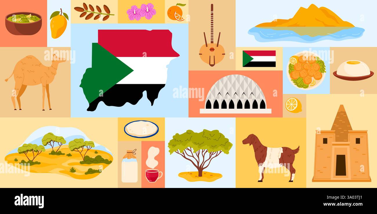 This captivating image showcases cultural symbols of Sudan, including ...