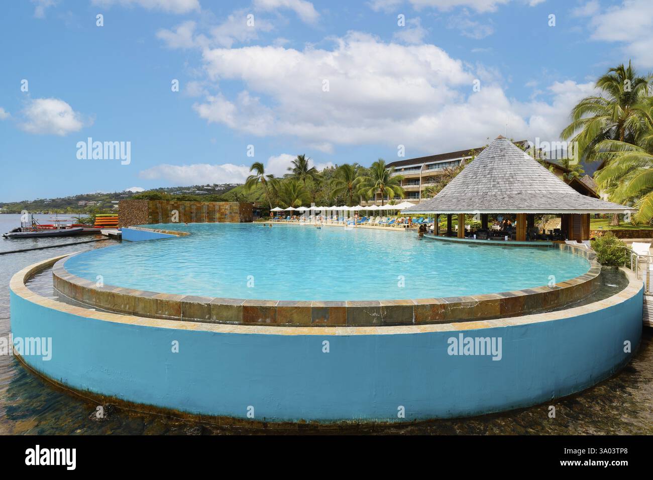 Beach bar, infinity pool, Te Moana Tahiti Resort, hotel, Tahiti-Nui ...