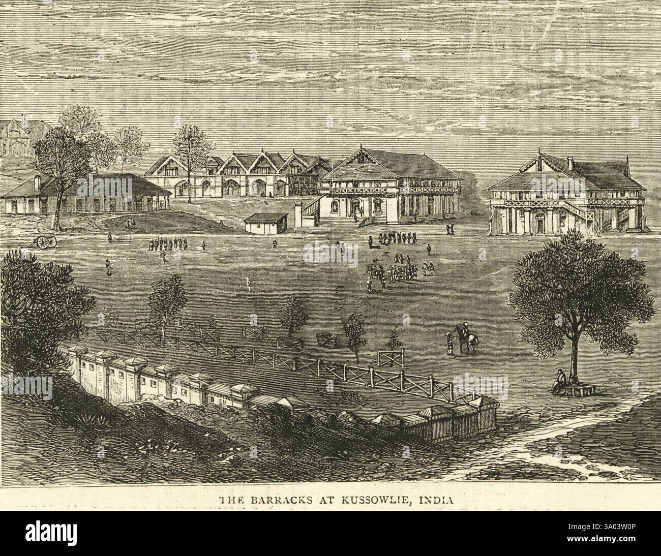 Military and munity mutiny views barracks at Kussowlie, India, Asia ...