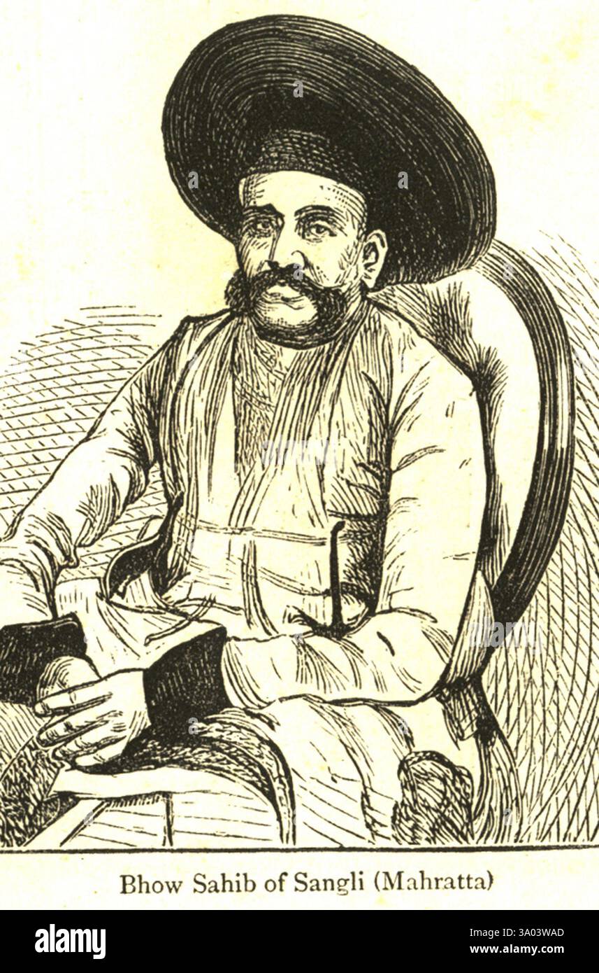 Lithographic portraits, Bhow sahib of Sangli, mahratta, Maharashtra ...