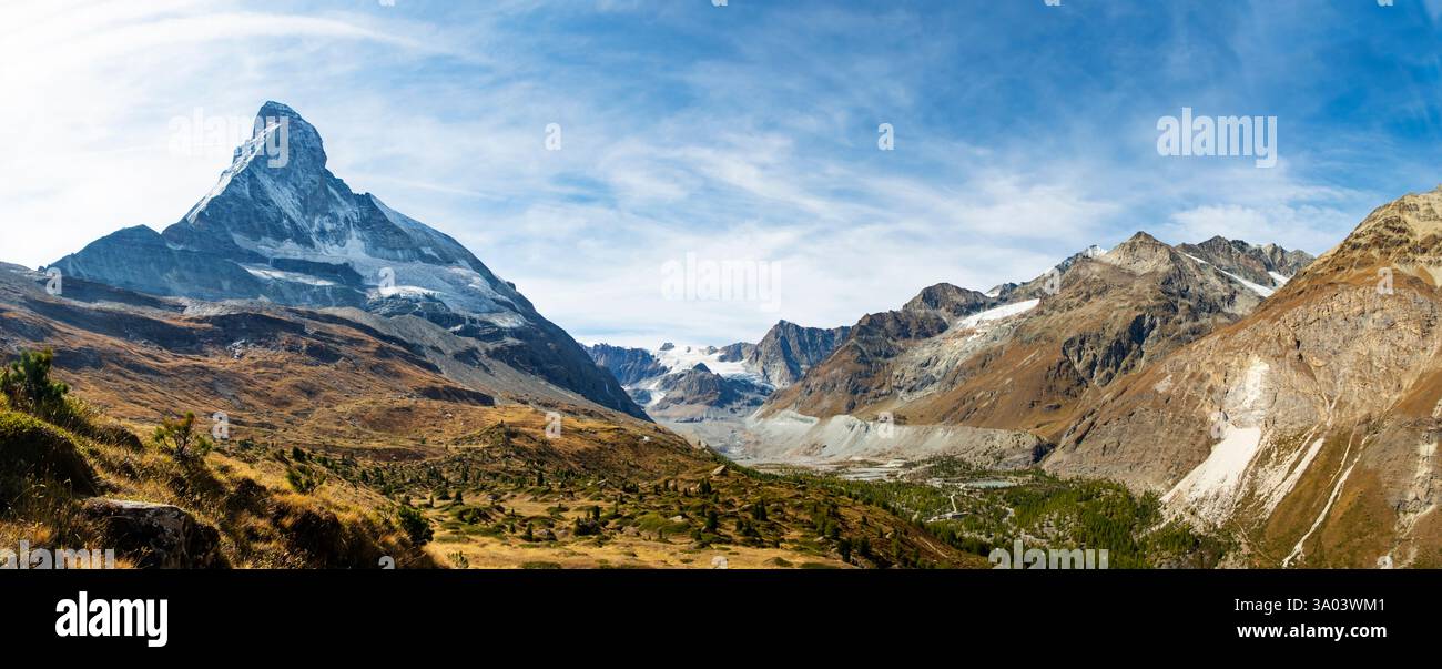 Autumn in Zermatt with a lovely view of the Matterhorn peak near ...